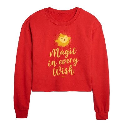Disney Magic In Every Wish Cropped Long Sleeve Crew Neck Sweatshirt ...