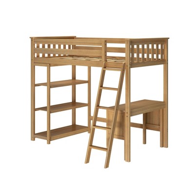 Max & Lily Loft Bed, Solid Wood Twin High Loft Bed With Bookcase And ...
