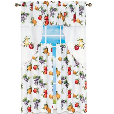 Collections Etc 3-piece Ambrosia Printed Kitchen Curtain Set 58" X 36 ...