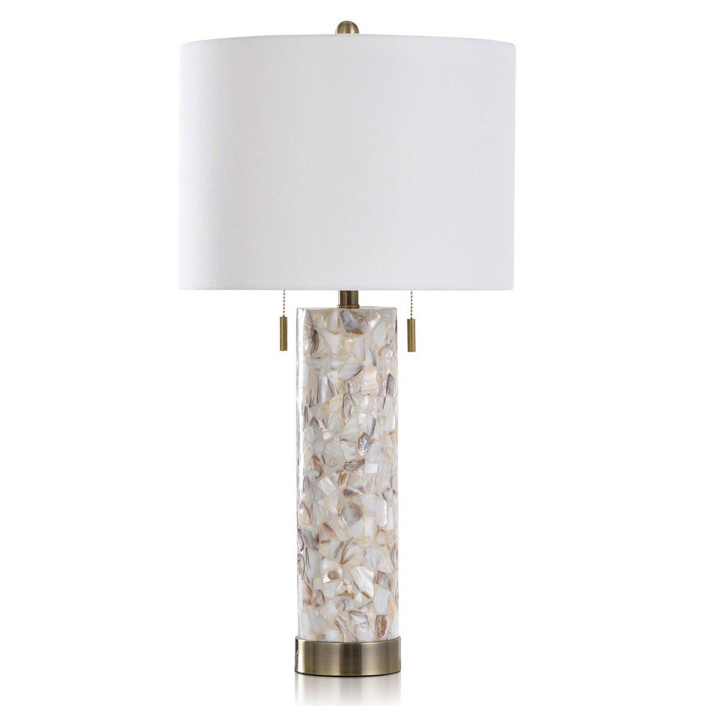 Bay St. Louis Capiz Shell Cylinder with Metal Base Table Lamp ...