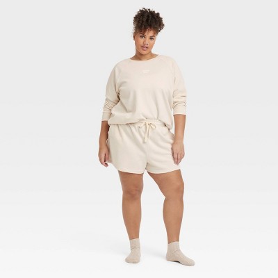 Women's Fleece Lounge Shorts - Colsie™ Cream XXL : Target