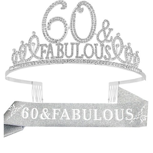 Emmasbyemma 60th Birthday Decorations Women, Set Of 60th Birthday Tiara Silver : Target