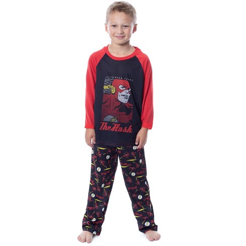 Dc Boys' Classic The Flash The Crimson Comet Raglan Sleep Pajama Set ...