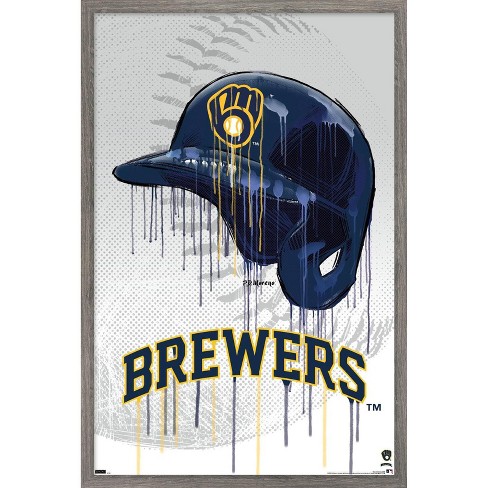 Trends International Mlb Milwaukee Brewers - Drip Helmet 22 Framed Wall ...