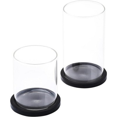 Whole Housewares Glass Candle Holder, Set Of 2,black : Target