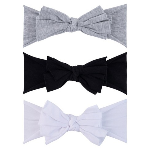 Ely's & Co. Bow Headbands Set Heather Grey ,black,white 0-12 Months 3 ...