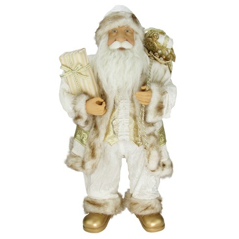 Northlight 24" White And Ivory Santa Claus With Gift Bag Christmas ...