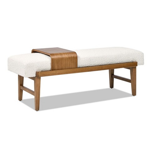 Billie 52" Modern Telephone Bench With Sliding Shelf, Ivory White ...