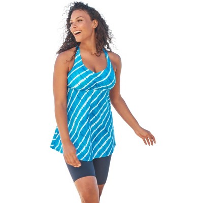 Swim 365 Women's Plus Size Longer Length Braided Tankini Top - 22, Blue : Target