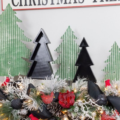 Auldhome Design- Wood Christmas Tree Shaped Trays, Black Set Of 2 : Target