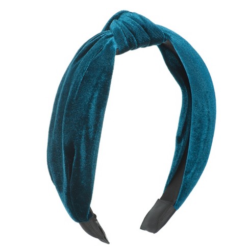 Unique Bargains Women's Velvet Knotted Headbands 1.2" Wide Dark Blue ...