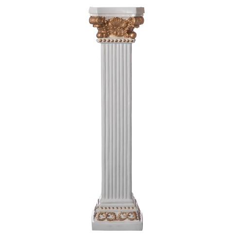 Uniquewise Fiberglass White And Gold Plinth Roman Column Piller ...