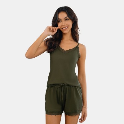 Women's Satin Cami & Shorts Pajama Sets - Cupshe-l-olive : Target