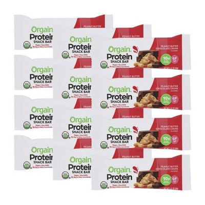 Orgain Organic Vegan Protein Bar - Peanut Butter Chocolate Chip - 12ct ...