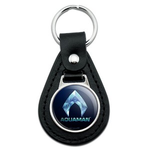 Aquaman Ice Emblem Black Leather Keychain : Target