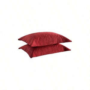Decorative Red Embroidered King Pillow Shams 2-Piece Microfiber ...