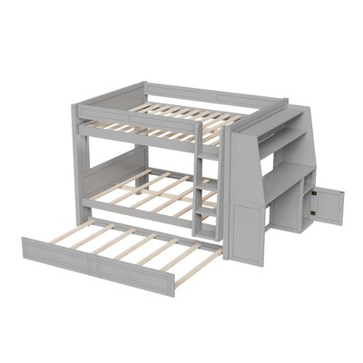 YOOCOZZ Full Size Multifunctional Bunk Bed with Desk, Bookshelves ...
