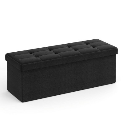 Songmics 43 Inches Folding Storage Ottoman Bench Storage Chest Black ...