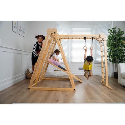 Costway 8-in-1 Jungle Gym Playset, Wooden Climber Play Set With Monkey ...