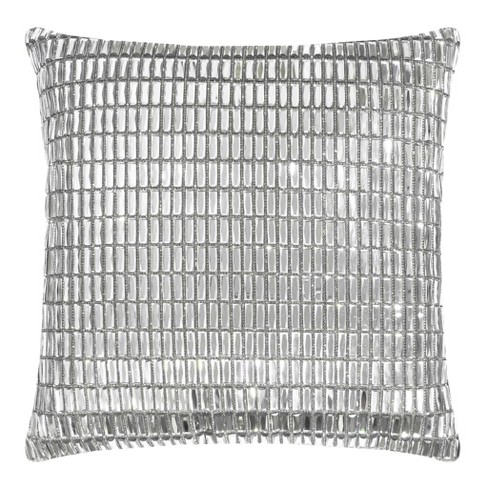 16"x16" Fifth Avenue Square Throw Pillow Silver - Sparkles Home: Luxury ...