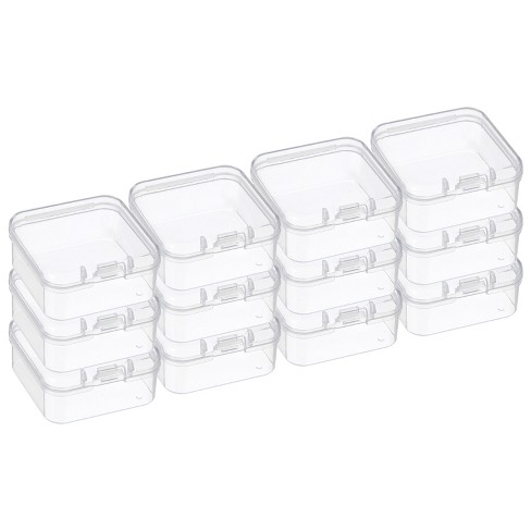 Unique Bargains Clear Plastic Stackable Storage Box 12 Pcs 1.8x1.8x1 ...