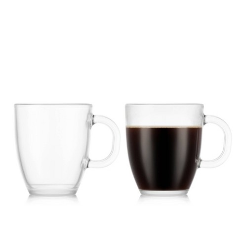 Bodum Bistro 12oz Single Wall Mug 2pc Set Clear Glass Drinkware Dishwasher safe Bpa free Hot Cold Beverages Target