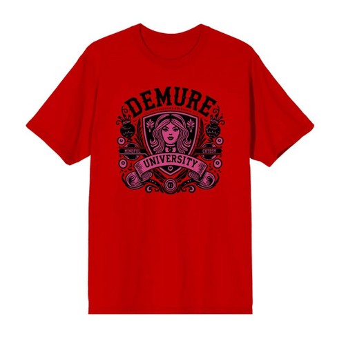 Demure University Adult Red Crew Neck Short Sleeve Tee-xl : Target