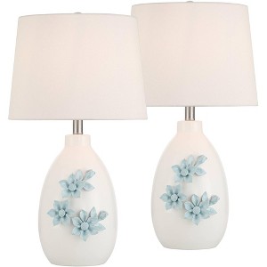 360 Lighting Novalis 24" High Blue Flower Ceramic Table Lamp Set of 2 ...