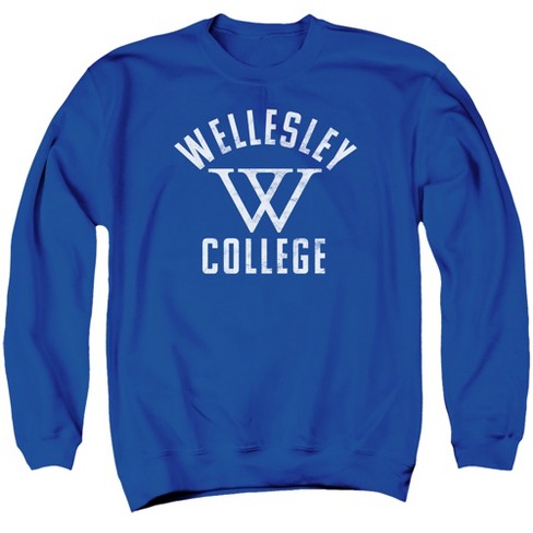 Wellesley College Official Blue Logo Adult Crewneck Sweatshirt,royal ...