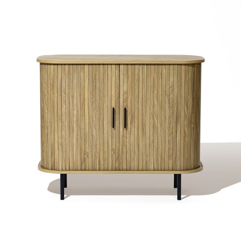 Luxenhome Mid-century Modern 2-door Accent Cabinet With Slatted Sliding ...