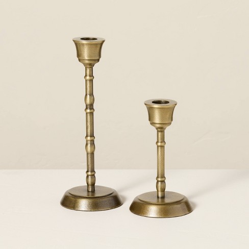 Brass Taper Candlesticks Antique Finish (set Of 2) - Hearth & Hand ...