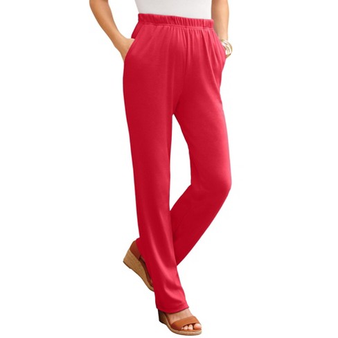 Roaman's Women's Plus Size Tall Straight-leg Soft Knit Pant, 5x - Vivid ...