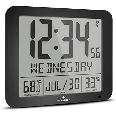 Marathon Slim Atomic Sleek And Stylish Wall Clock With Full Calendar ...