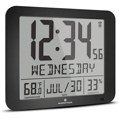Marathon Slim Atomic Sleek And Stylish Wall Clock With Full Calendar ...