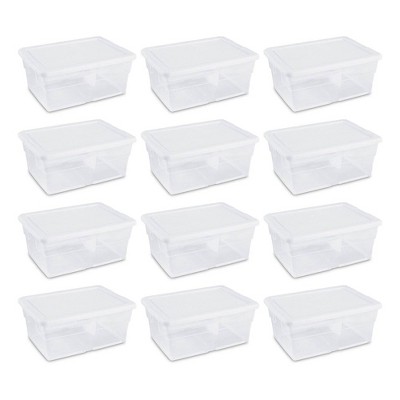 Sterilite 16 Quart Stackable Clear Plastic Storage Tote Container With ...