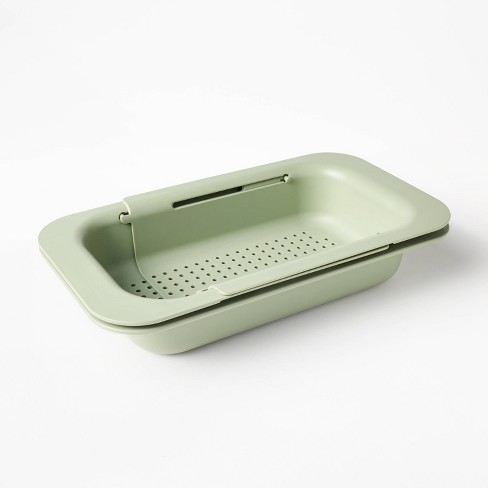 Plastic Narrow Over The Sink Expandable Colander With Soaking Tray ...