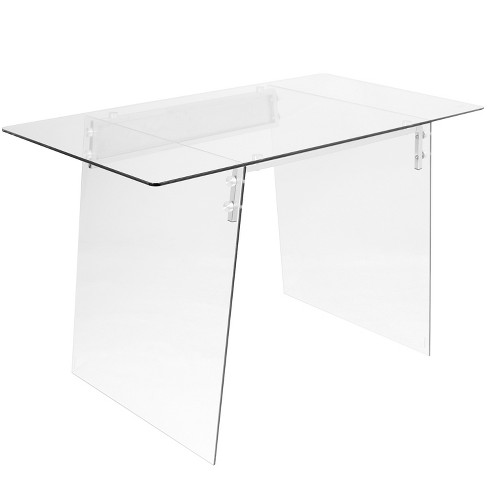 Glacier Contemporary Desk Clear Glass/chrome - Lumisource : Target