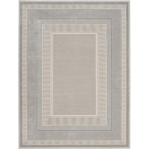 Nourison Glam Modern Bordered Indoor Rug Silver 9' X 12' : Target