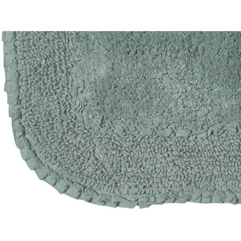 24"x40" Radiant Collection Blue Cotton Ruffle Pattern Tufted Bath Rug ...
