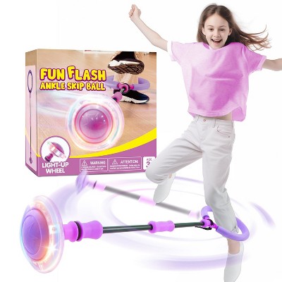 Joyfy Pink Ankle Skip Ball For Kids, Skip It Toy With Flashing Lights ...