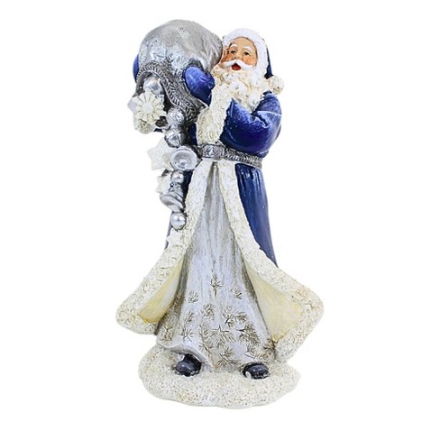 Roman 7.5 Inch Woodland Santa In Navy/silver Christmas Santa Figurines ...