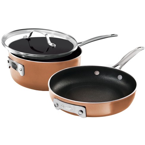 Gotham Steel Stackmaster 3 Piece 8'' Copper Space Saving Nonstick ...