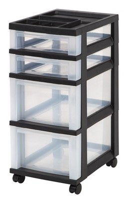 Iris Usa 4 Drawer Rolling Storage Cart With Organizer Top, Black : Target