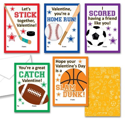 Paper Frenzy Sports Themed Valentines - 25 Pack With Envelopes : Target