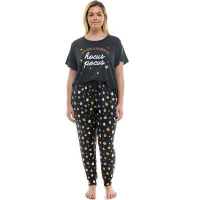 Jaclyn Short Sleeve Crew Neck & Jogger Halloween Pajama Set, Black, L ...