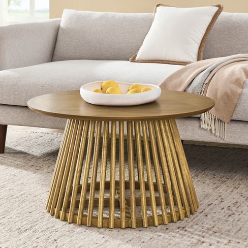 Coffee Table Living Room Coffee Table With Round Tabletop, Solid Wood ...