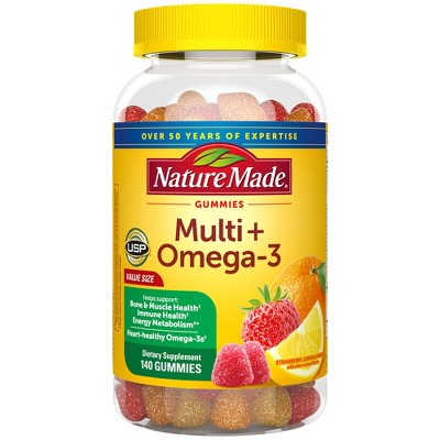 Nature Made Multi Plus Omega 3 Multivitamin Gummies - Strawberry, Lemon ...