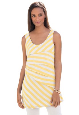 Jessica London Women’s Plus Size Striped Tank Top, 18/20 - Yellow Bold ...
