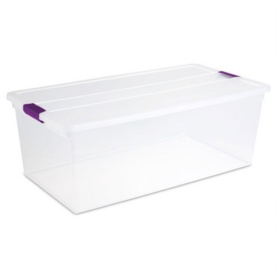 Sterilite 60 Qt Clearview Latch Underbed Wheeled Storage Box, Stackable Bin With Latching Lid ...