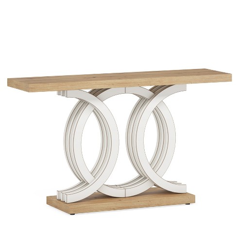 Tribesigns 55 Inches Wooden Entryway Console Table, Yellow And White ...